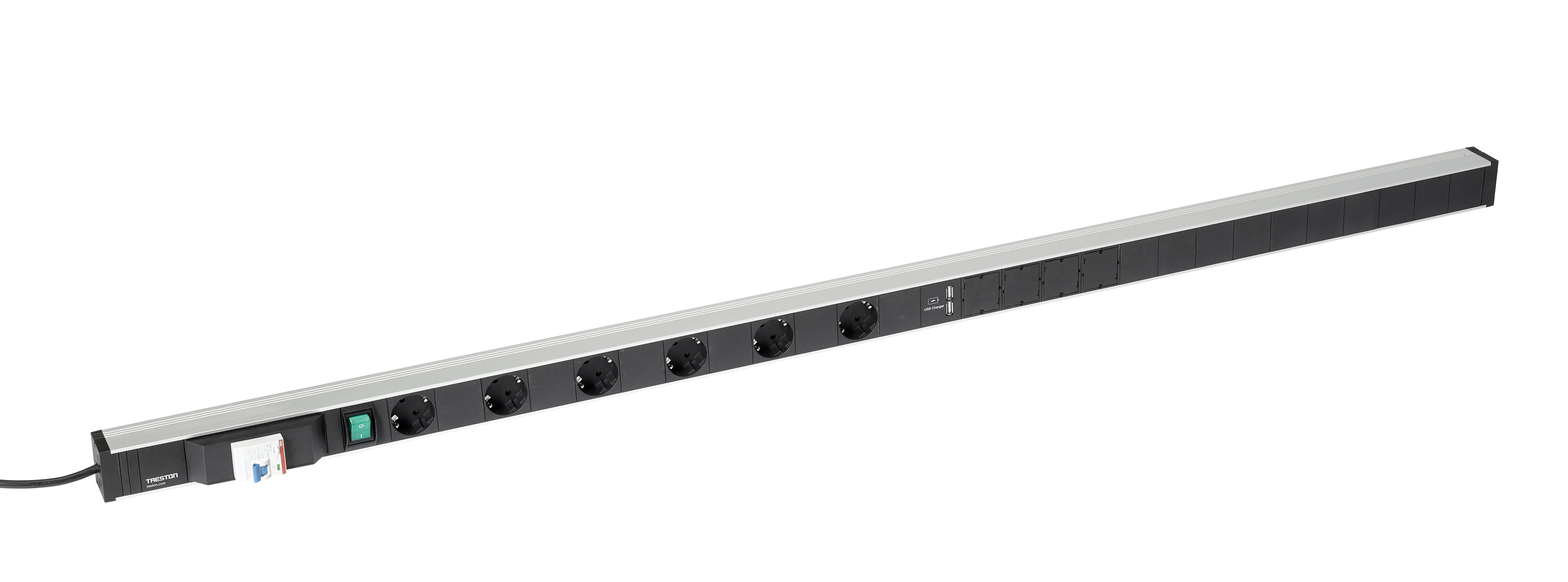 Power Rail 1700 6 Sockets Switch Fcp 2xusb Treston