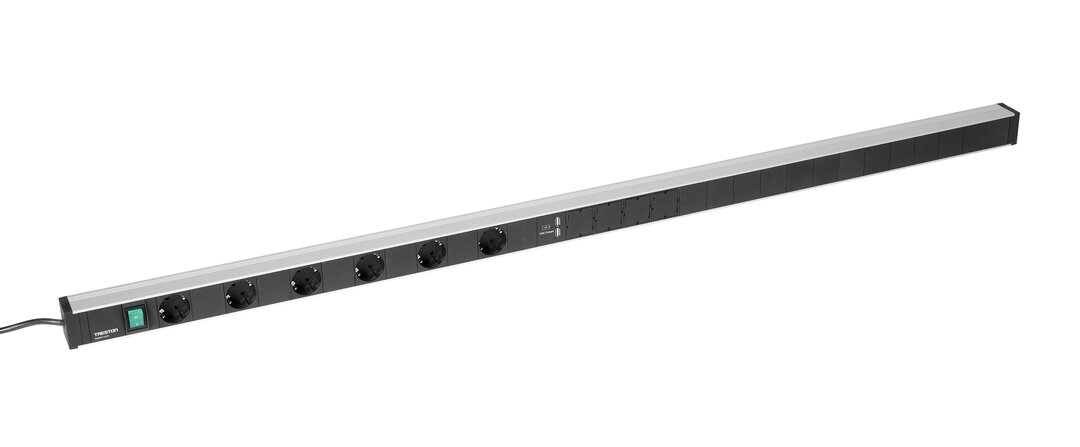 Power rail 1400mm, 6 sockets+switch+2xUSB | Treston