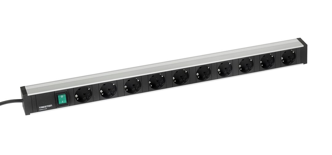 Power rail 683mm 10 sockets + switch | Treston