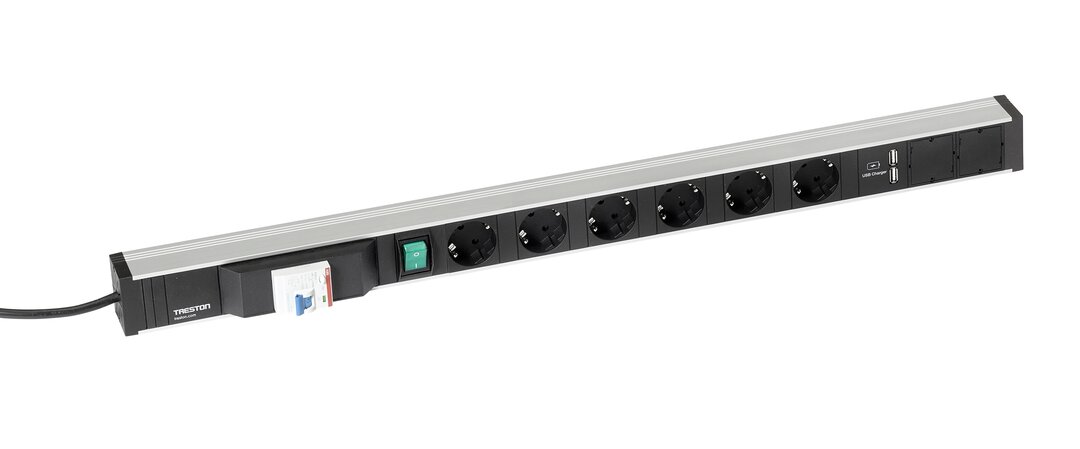 Power rail 836, 6 sockets+switch +FCP+2xUSB | Treston