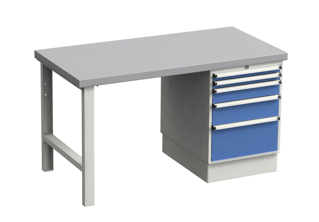 Heavy duty bench for industry, 1500x750 steel top | Treston