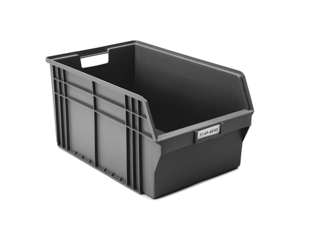 Storage bin 310x490x250 stackable, black ESD | Treston